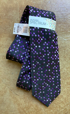 New Alfani Mens Spectrum Speckle Necktie, One Size, Black/Purple | eBay