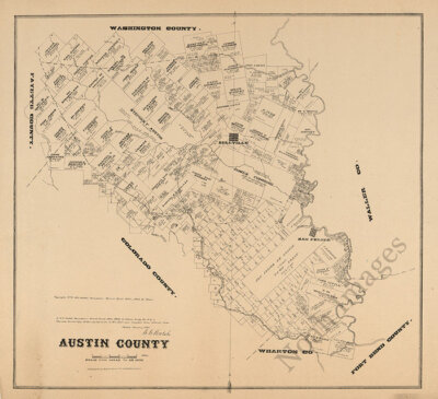 Map of Austin County Texas 16x16 | eBay