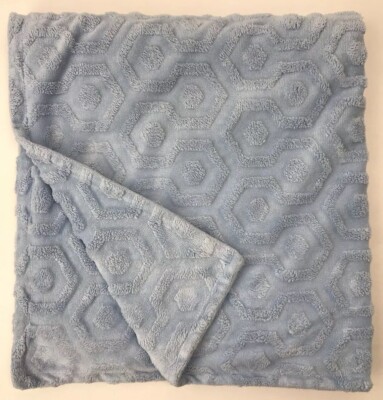 Bebe Bella Designs Blue Baby Boy Blanket Mini Plush Textured Hexagon ...