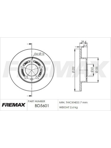 Fremax Brake Disc Rear Pair fits Audi A3 1.8 8L1 (BD-5601) | eBay