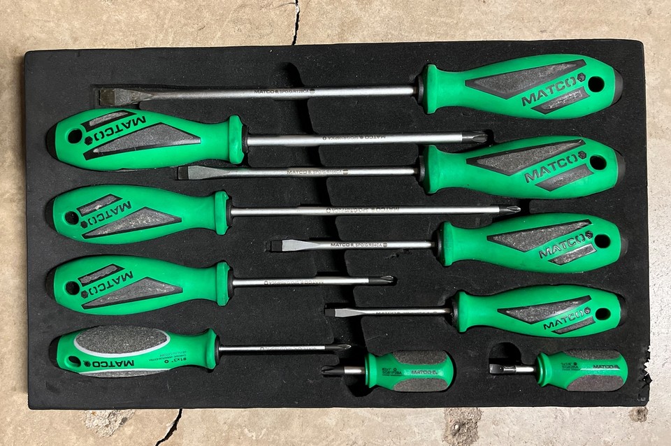 Matco Tools 10 Piece Top Torque 2 Premium Screwdriver Set Green used ...