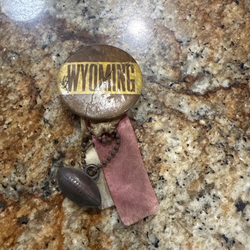 Vintage Wyoming Cowboy Football Ribbon Button Pin Badge | eBay