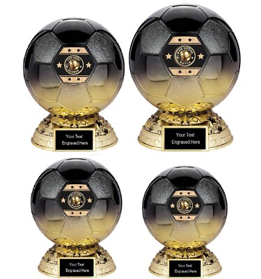 Personalised Elite Heavyweight Black & Gold Football Trophy Award In 4 ...