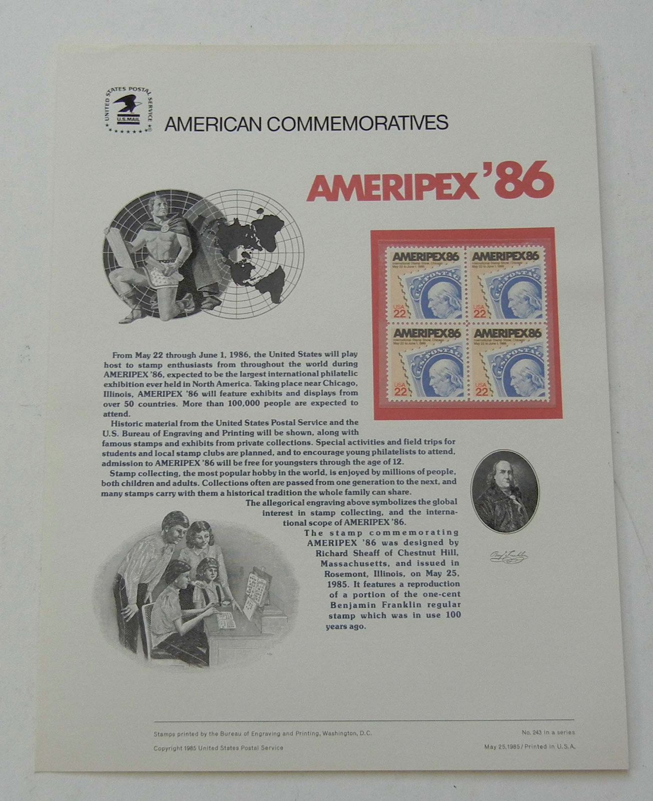 Ameripex 86 Commemorative Stamp Panel | eBay