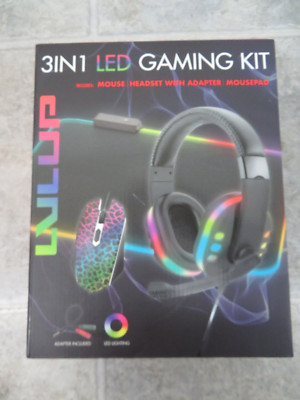 Vivitar LVLUP 3in1 Gaming Kit Headset, Mouse, Mousepad, Adapter, Led ...