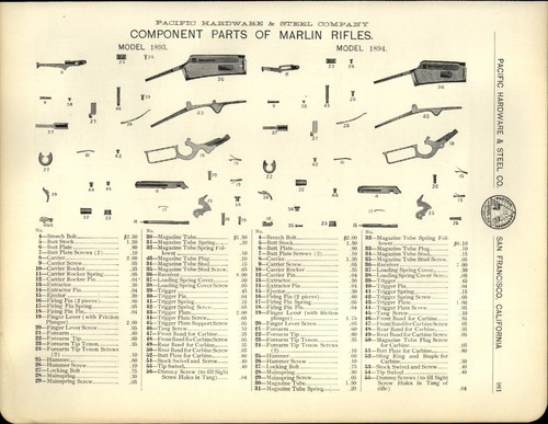 ca 1903 PAPER AD Marlin Rifle Model 1893 1894 1895 1897 Parts Repair ...