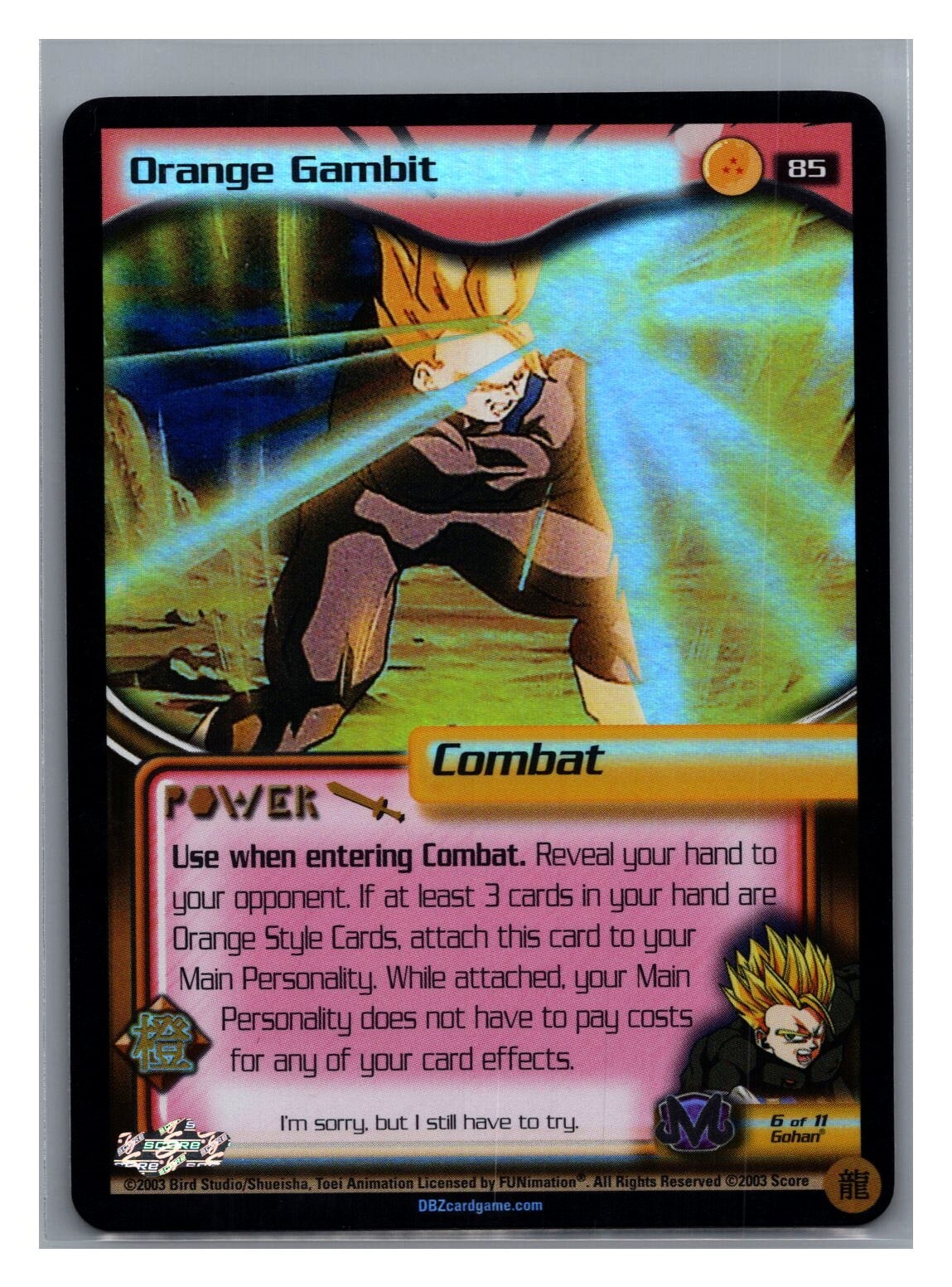 1x DBZ CCG ORANGE GAMBIT 85 HOLO FOIL BUU SAGA SCORE DRAGON BALL Z ...