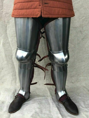 SCA Medieval Steel Warrior Larp Armor Full Leg Set Knight Greaves Armor ...