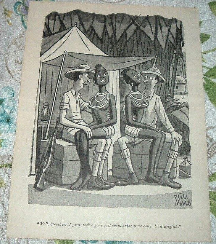 JUNGLE EXPLORERS & NATIVE ABORIGINAL WOMEN 1944 Peter Arno Cartoon ...