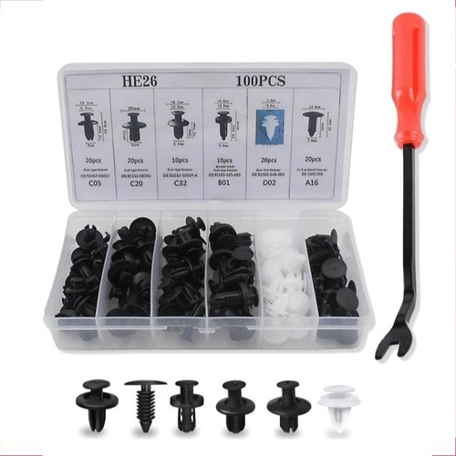 100 PCS Car Bumper Retainer Clips 6mm 7.6mm 8mm 8.6mm Nylon Fasteners ...