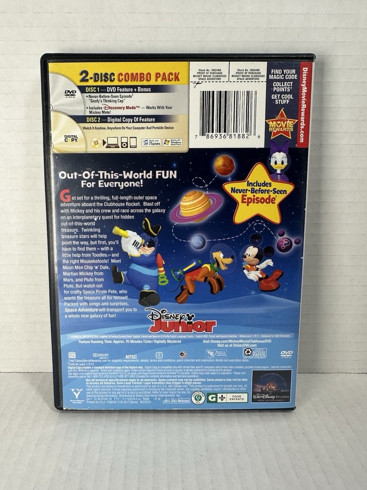 Mickey Mouse Clubhouse: Space Adventure (DVD, 2011, 2-Disc Set) B67 ...