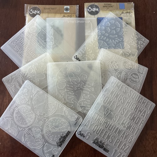 Lot 10 Sizzix TIM HOLTZ Embossing Folders~NYC~Clock~Bottle Caps~Poison ...