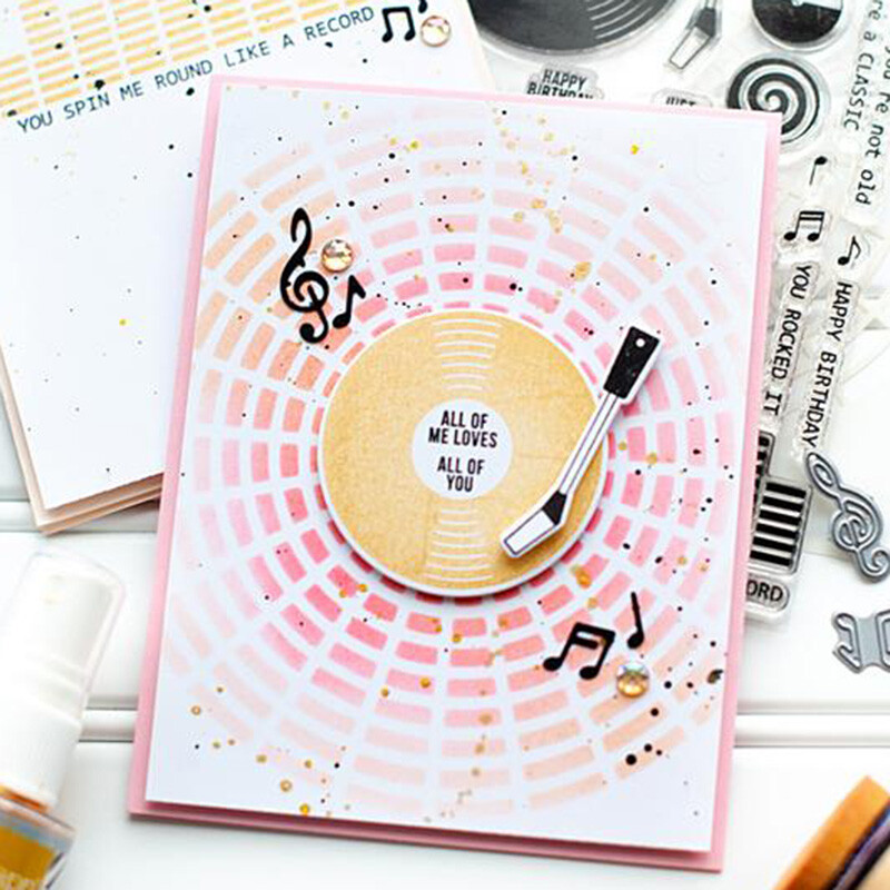 Classic Vinyl Music Record Cutting Dies & Stamp Set Happy Birthday You ...