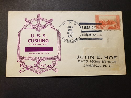 USS CUSHING DD-376 Naval Cover 1936 COMMISSIONED Cachet | eBay