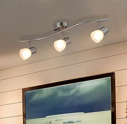 Track Lighting, 3 Light Wave Track Light with Glass Modern Ceiling 25. ...