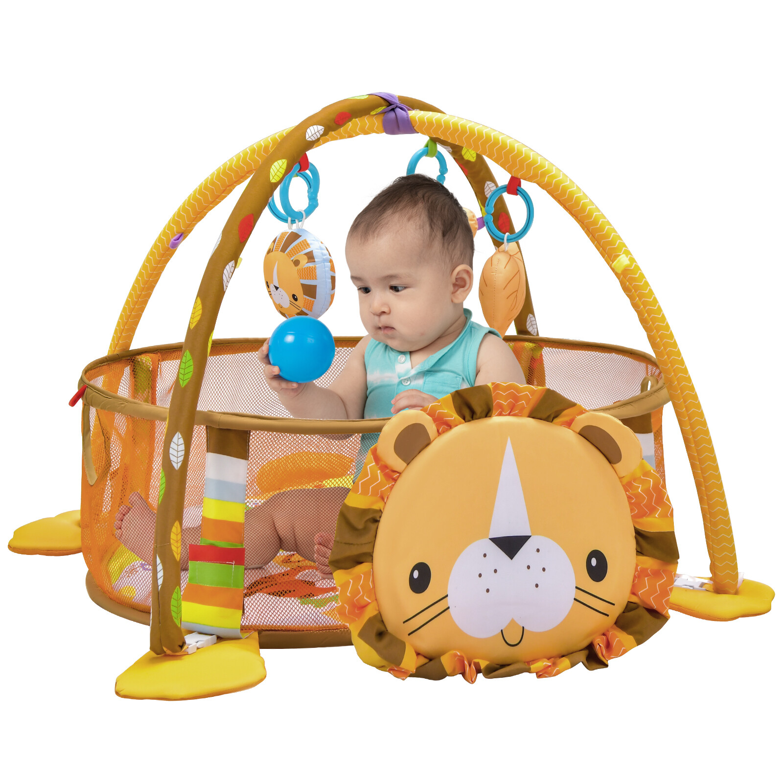 4-in-1 Baby Play Center Baby Play Gym w/ Soft Padding Mat & Arch Design ...
