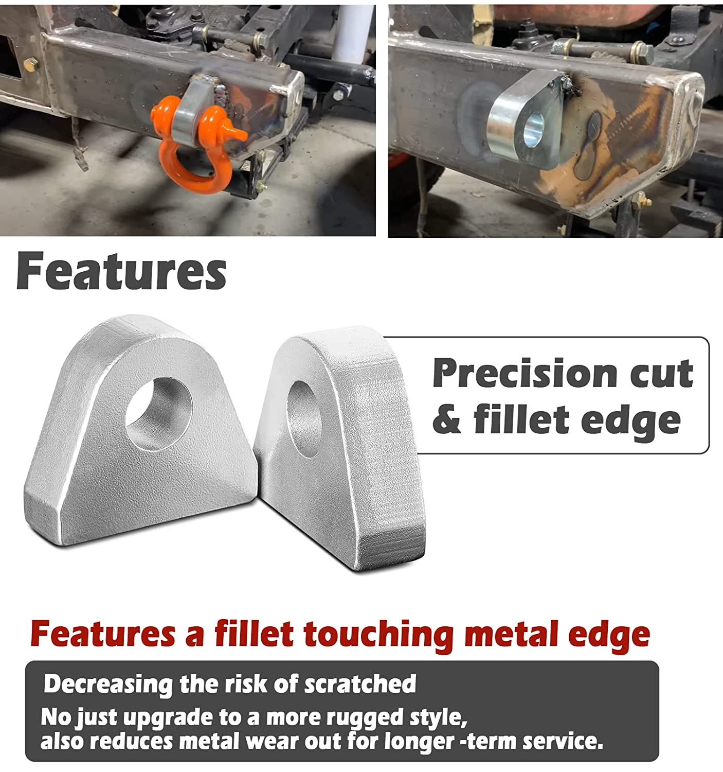 Pair of 1" Thickness Base Steel Part Weld on Recovery Shackle Clevis ...