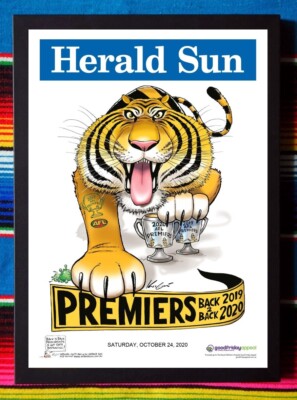Framed 2020 RICHMOND TIGERS AFL Premiers Poster - 45cm x 32cm x 3cm Weg ...