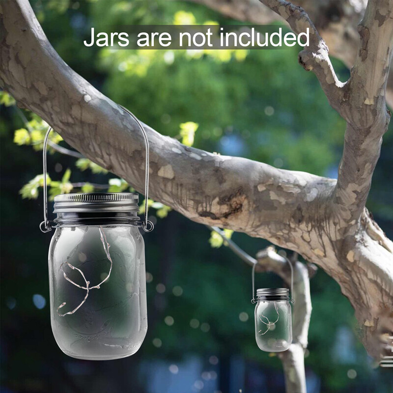 Mason 20 LED Jar Lid Lights Solar Powered Fairy Star String Garden ...