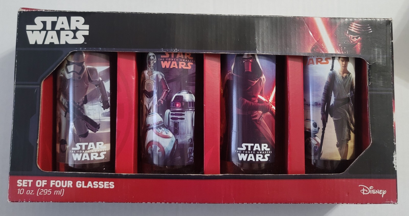 Disney Star Wars The Force Awakens Set of Four 10 oz Glasses w/Original ...