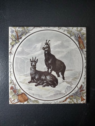 Servais Germany Mountain Goat Sheep Decorative Ceramic Tile 6" 9-0 Hand ...