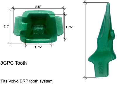 Excavator, Backhoe Bucket Tooth - 8GPC - fits Volvo DRP systems | eBay