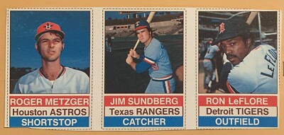 1976 HOSTESS 3 CARD PANEL ROGER METZGER/JIM SUNDBERG/RON LEFLORE RARE ...