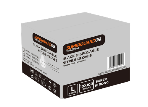 Superguard GB Strong Nitrile Black Disposable Gloves Thick Heavy duty ...