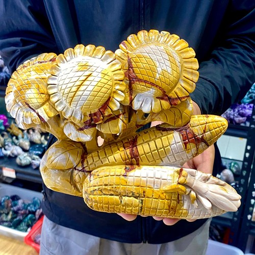 4.6LB Natural Egg Yellow stone quartz hand Carved crystal Sunflower ...