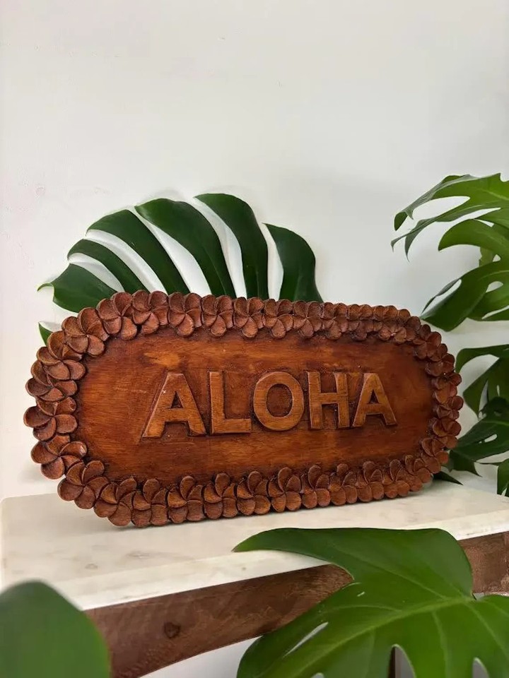 Hawaii Hand Made Wall Hanging Decor Plaques Carved Wood "ALOHA ...