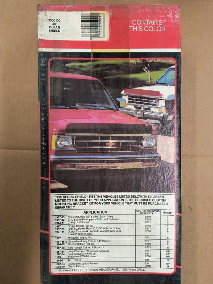 NOS Deflecta-Shield 9500 CC 48" Universal Clear Mini Truck Bug Shield ...