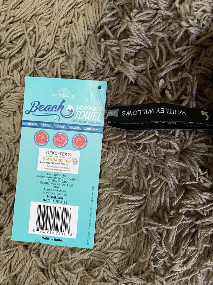 Reversible Microfiber Beach Towel Whitley Willows 35" x 70" Medallion ...