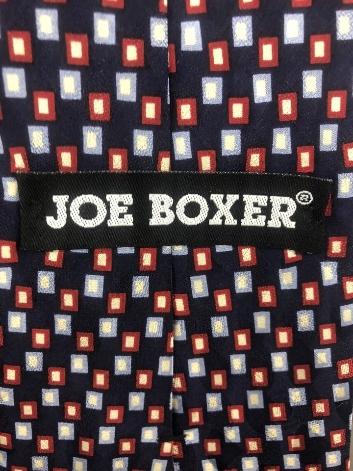 Joe Boxer Mens Silk Geometric Necktie Navy Blue Red White Tie GUC | eBay