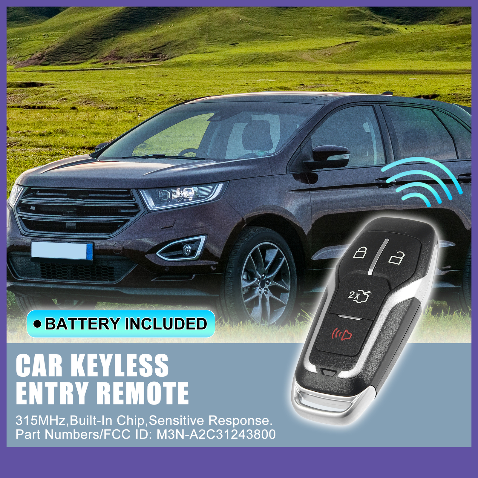 4 Buttons 49 Chip Car Keyless Entry Remote Key Fob ONE Custom for Ford ...