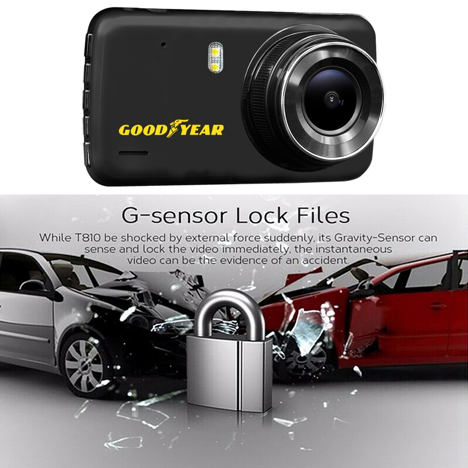 Goodyear 1080P Dual Lens Car DVR Front and Rear Camera Video Dash Cam ...