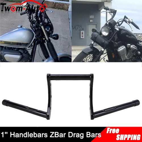 1'' Riser Motorcycle Handlebars Z Bar Drag Bars For Harley Honda ...