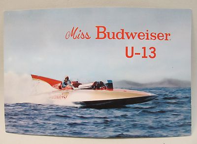 large 1965 MISS BUDWEISER U-13 promo postcard hydroplane boat racing | eBay