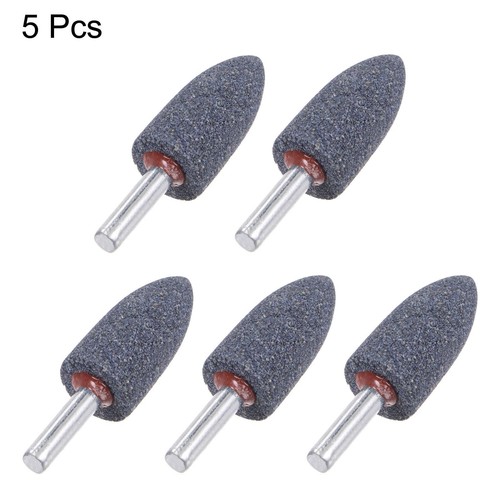5pcs Abrasive Mounted Stone 1/4" Shank 0.8" Dia Conical Corundum ...