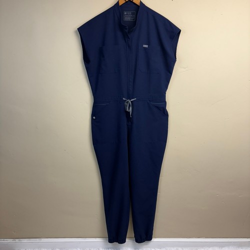 FIGS Rafaela Cargo Wide Leg Scrub Jumpsuit Navy Blue Size XL GUC | eBay