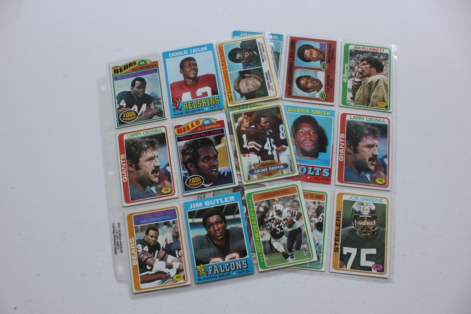 18 Vintage 1970s Football Card Lot Lot Simpson Greene Payton Csonka ...