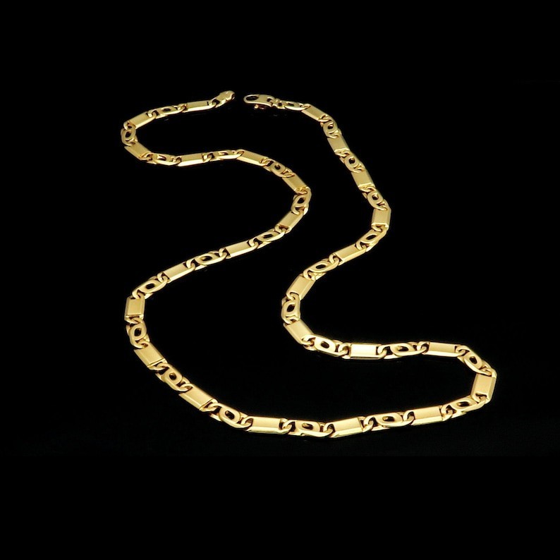 14K Yellow Gold Tiger Eye Link Chain 24 Inches 7MM Width Solid Gold | eBay