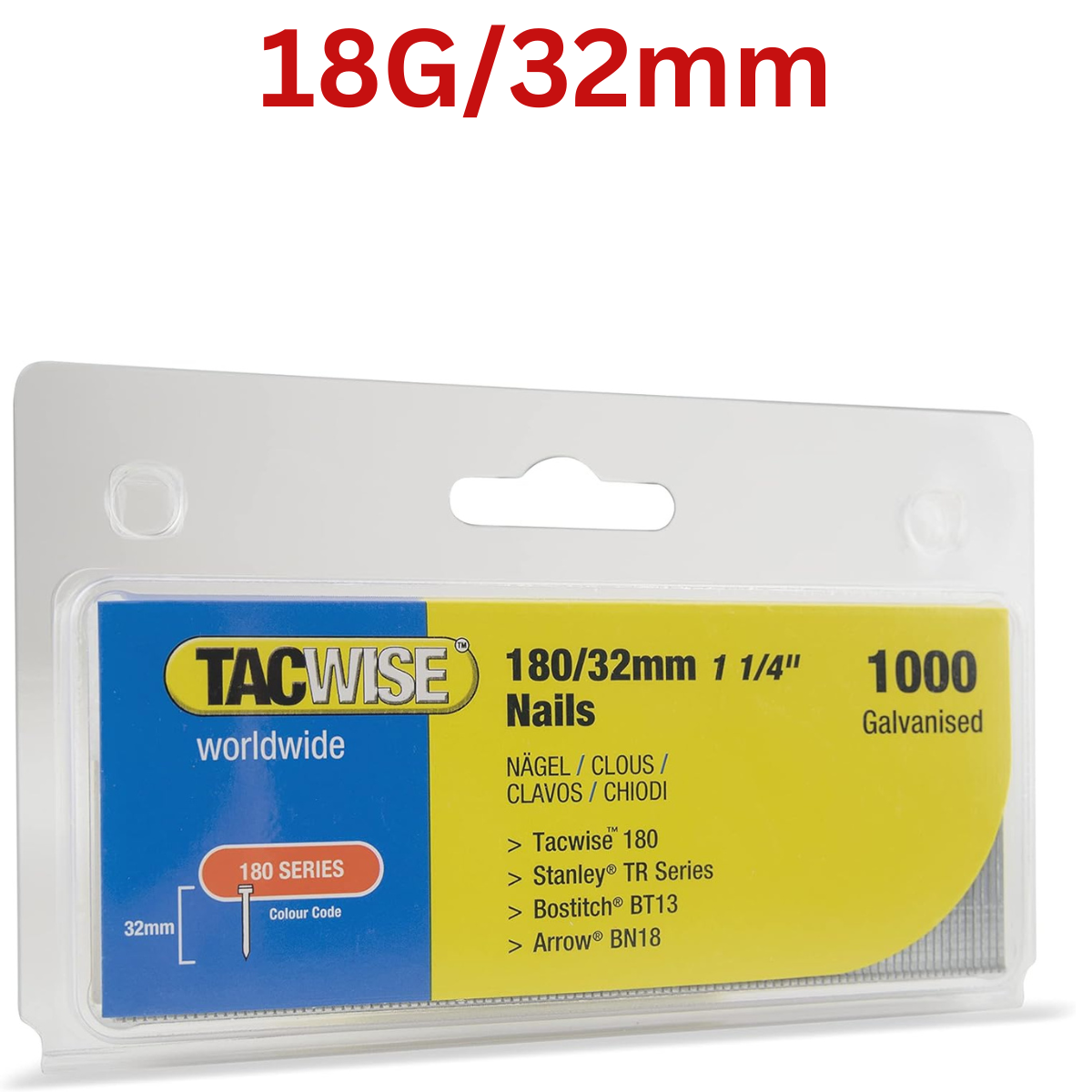 Tacwise 18G Galvanised Brad Nails 15,25,30,40,50mm For Air Nail Gun ...
