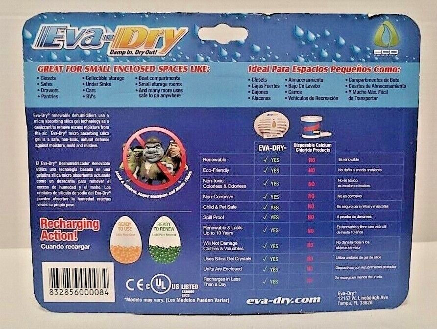 Eva-Dry E-500 Dehumidifier, Renewable, Protects Gun Safe from Humidity ...