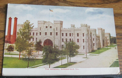 1916 Vintage Postcard The Arsenal Springfield IL Illinois Posted Neoga ...
