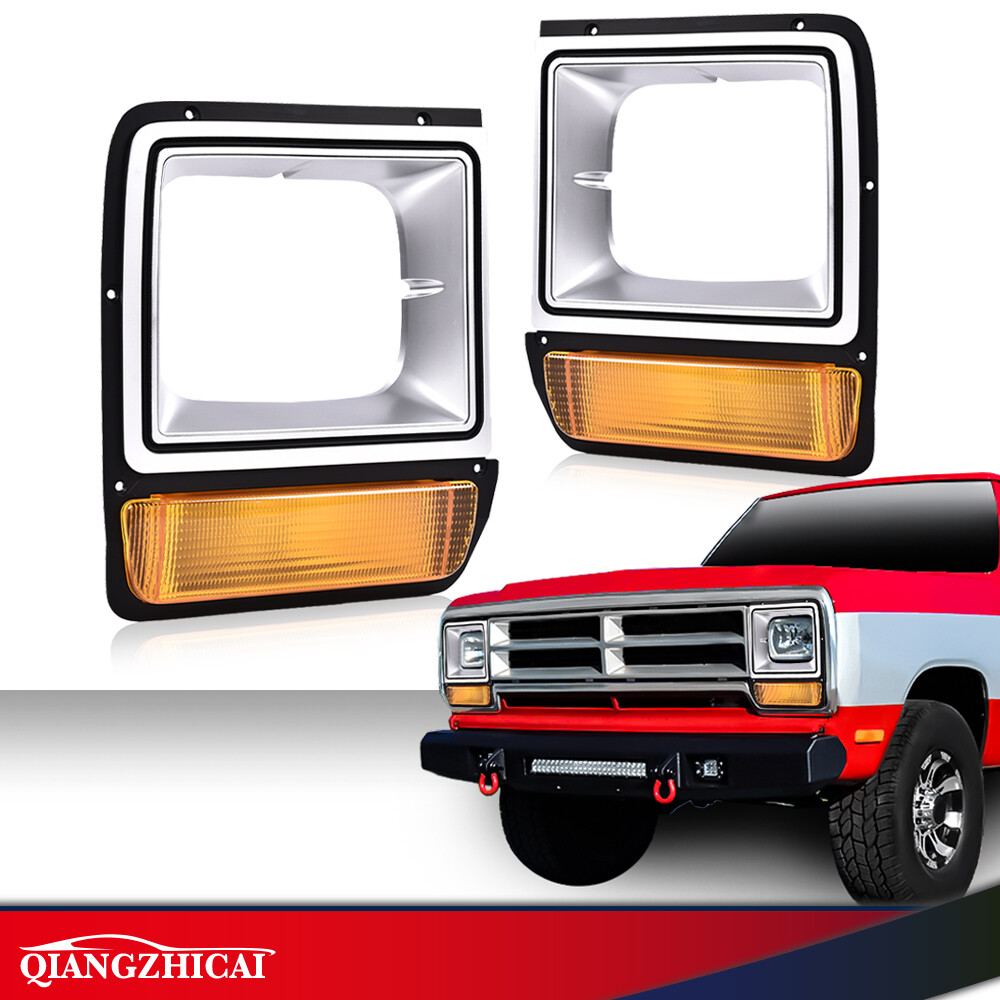 Fit For Dodge Pickup Truck Headlight Headlamp Bezel W/ Corner Parking ...
