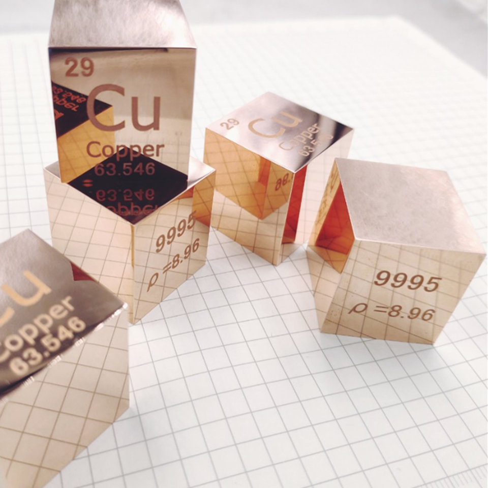 25.4mm Mirror Pure Copper Cu Carved Element Periodic Table Cube ...