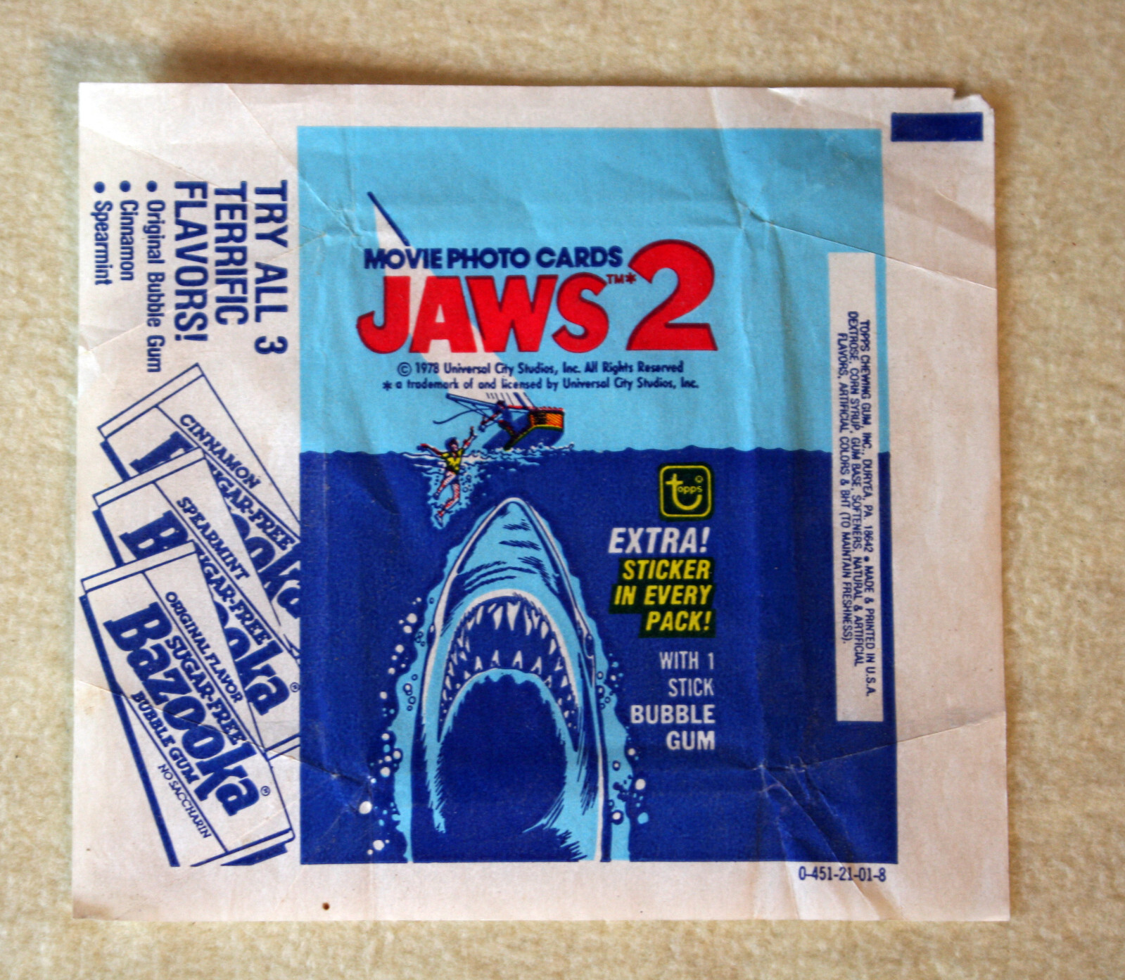 vintage 1978 TOPPS MOVIE PHOTO CARDS JAWS Wrapper Bazooka | eBay