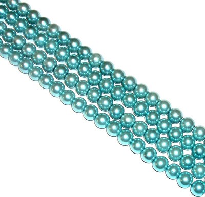 G722 Light Blue Pearlescent 8mm Round Glass Pearl Beads 15" | eBay