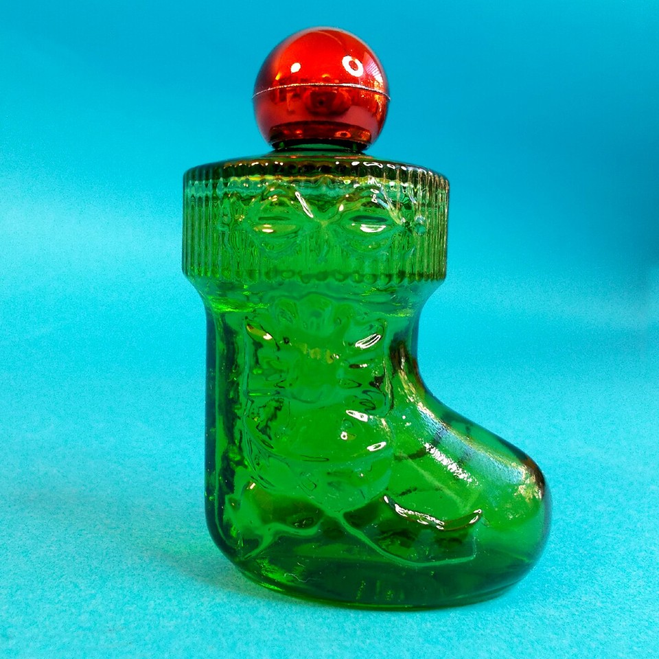 Vtg 70s Avon CHRISTMAS SURPRISE Xmas Sock Full 1oz Cologne Glass Bottle ...