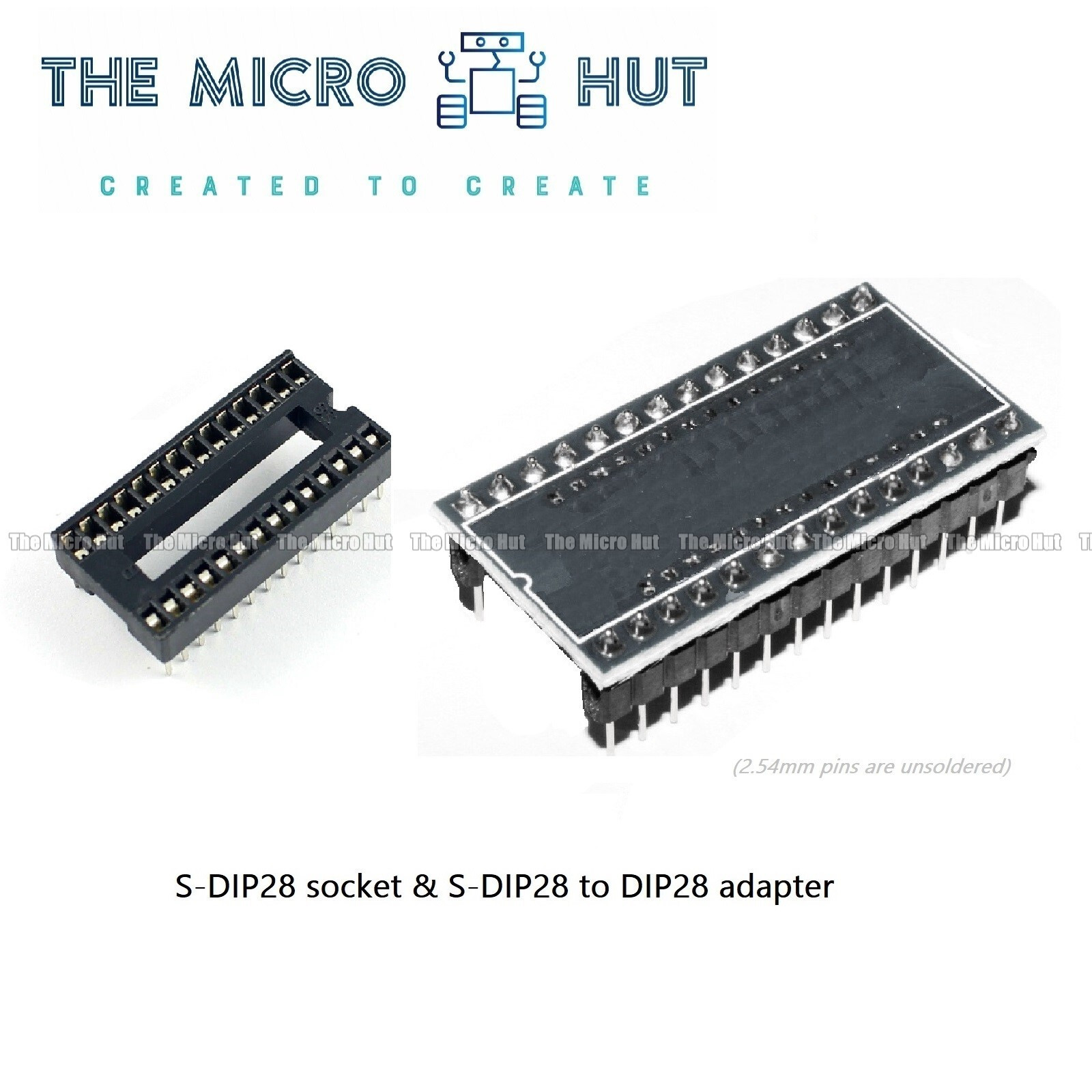 S-DIP28 DIL 1.778mm 1.78mm to DIP28 2.54mm Pitch Adapter + IC Socket ...